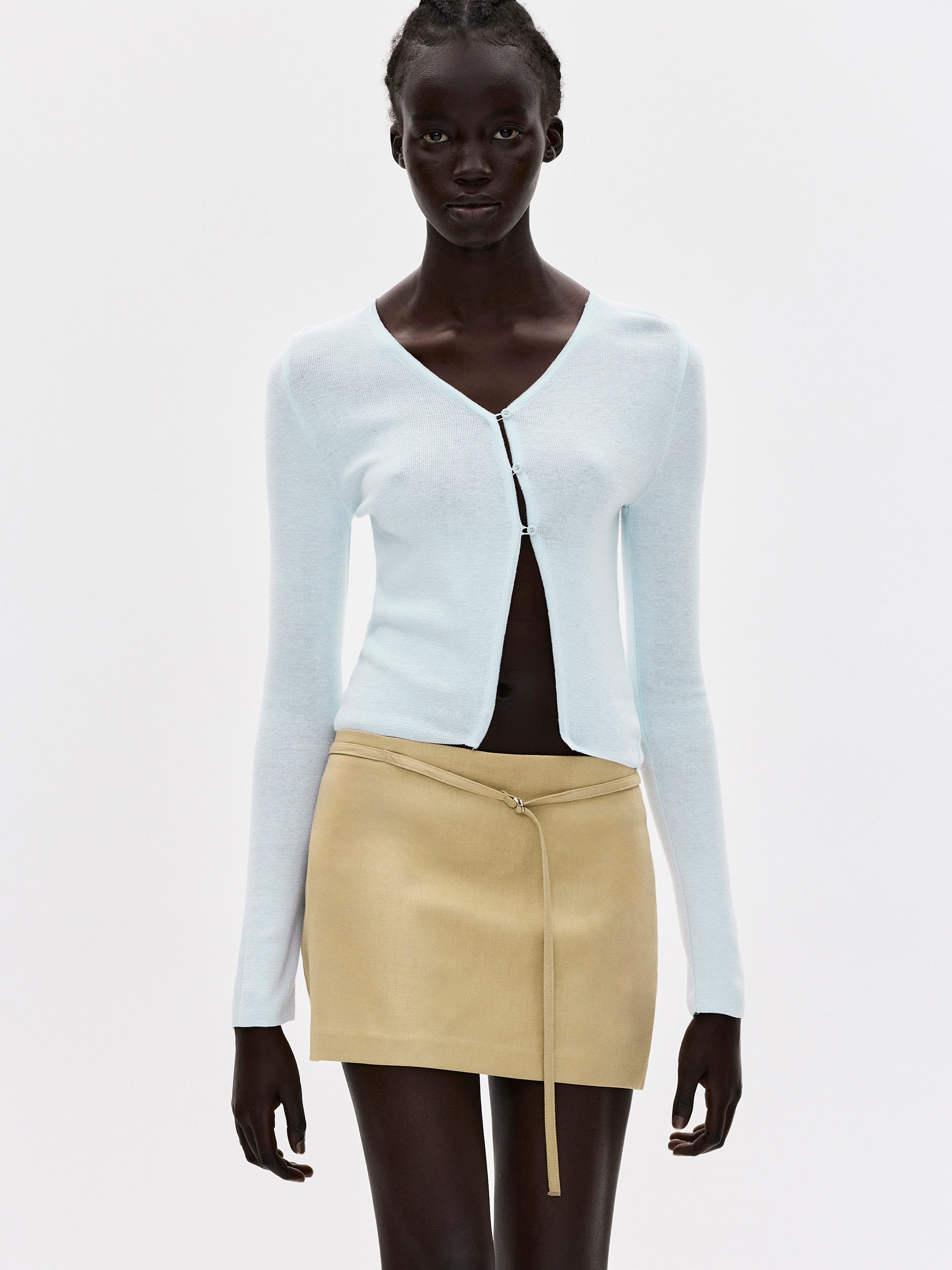 Offset Button Knit Top, Sky Blue – SourceUnknown