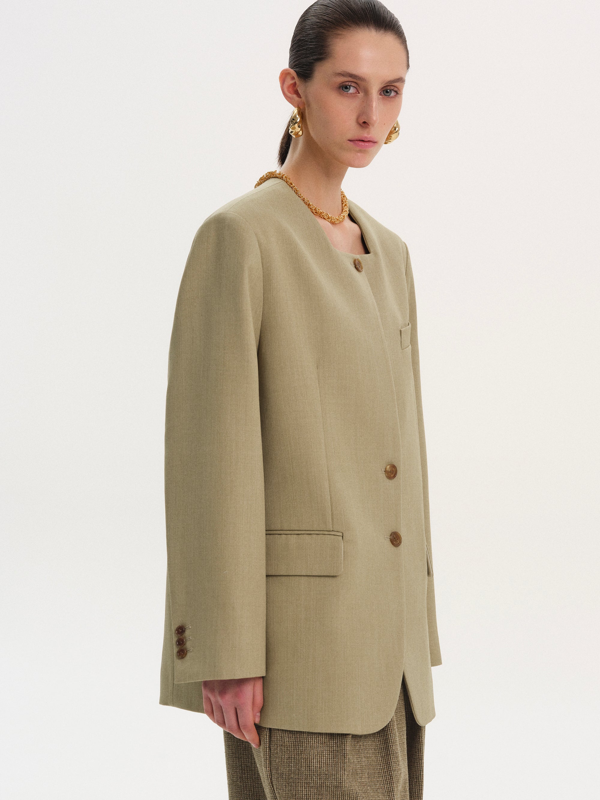 Square Neck Single Blazer, Teak – SourceUnknown