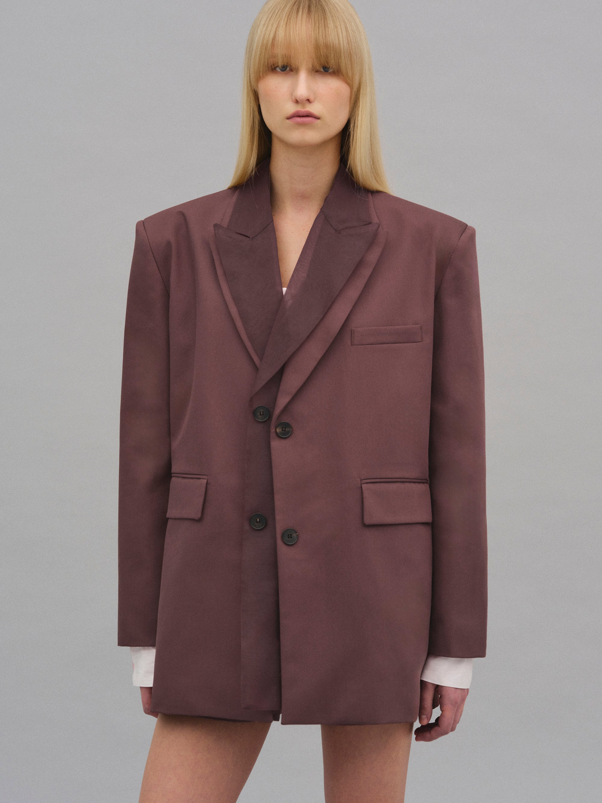 Molly Sheer Collar Blazer, Wine – SourceUnknown